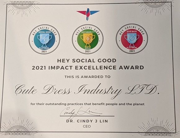 Cute Dress Industry Ltd. achieves 'Hey Social Good' award