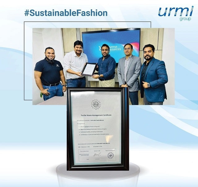 Urmi Group's commitment to circular fashion recognized with prestigious award